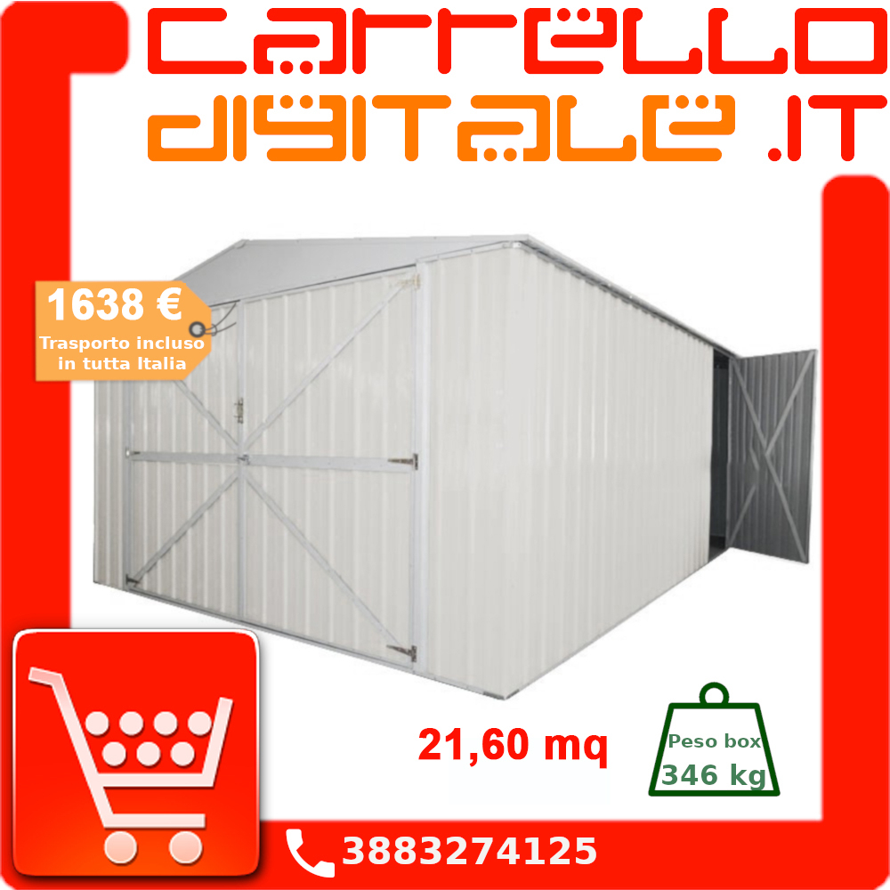 Garage auto box in lamiera zincata 360x600x230 bianco | Carrello Digitale